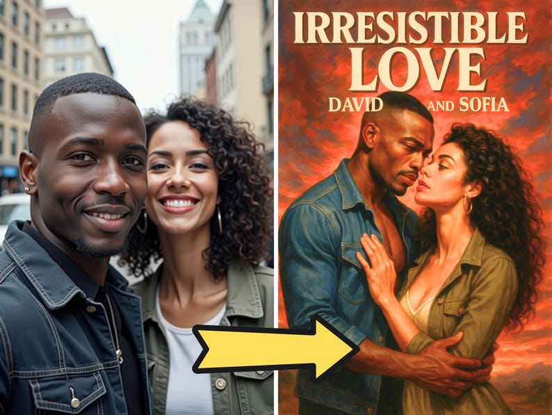Custom Cheesy Romance Novel Cover Portraits From Photo – Star in Your ...
