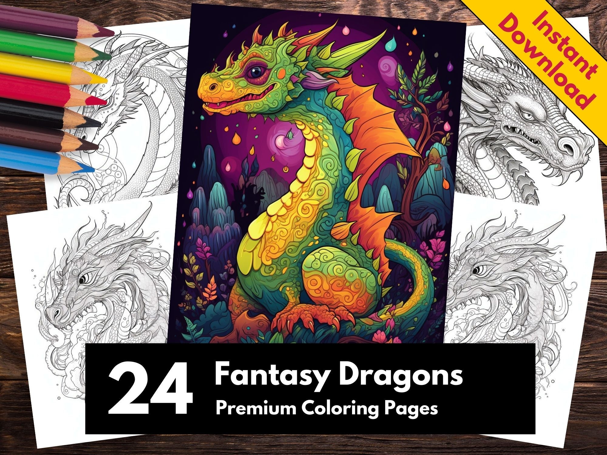 Fantasy Dragon Coloring Pages