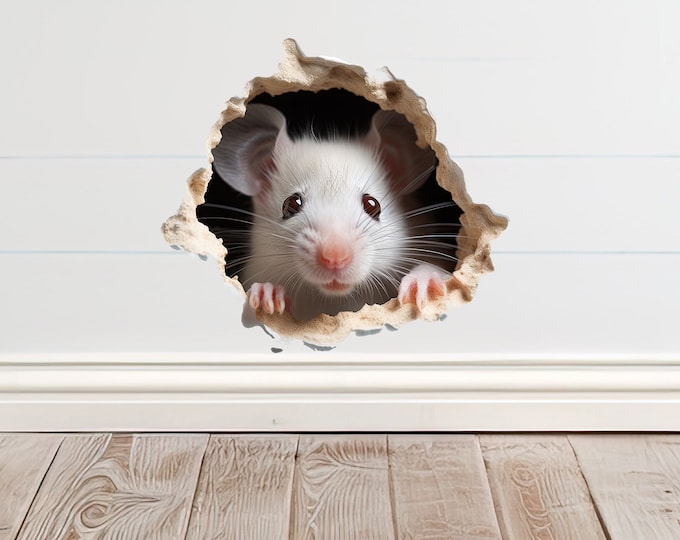 Mouse Vinyl Sticker, Mouse Hole Decal Sticker for Wall, Nursery Mouse ...
