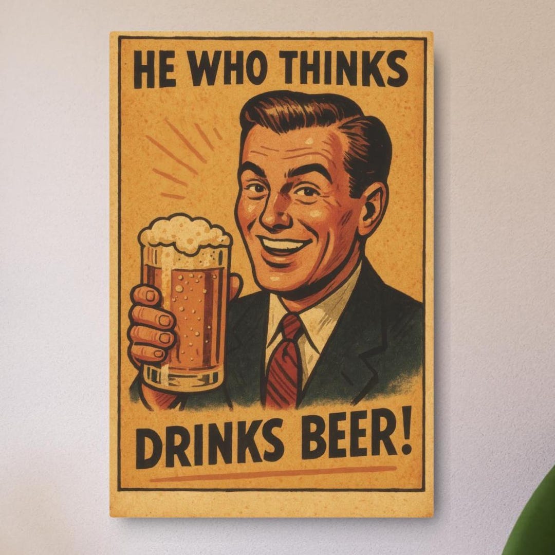 Retro Beer Commercial Metal Wall Sign, Vintage Brewery Plaque, Rustic ...