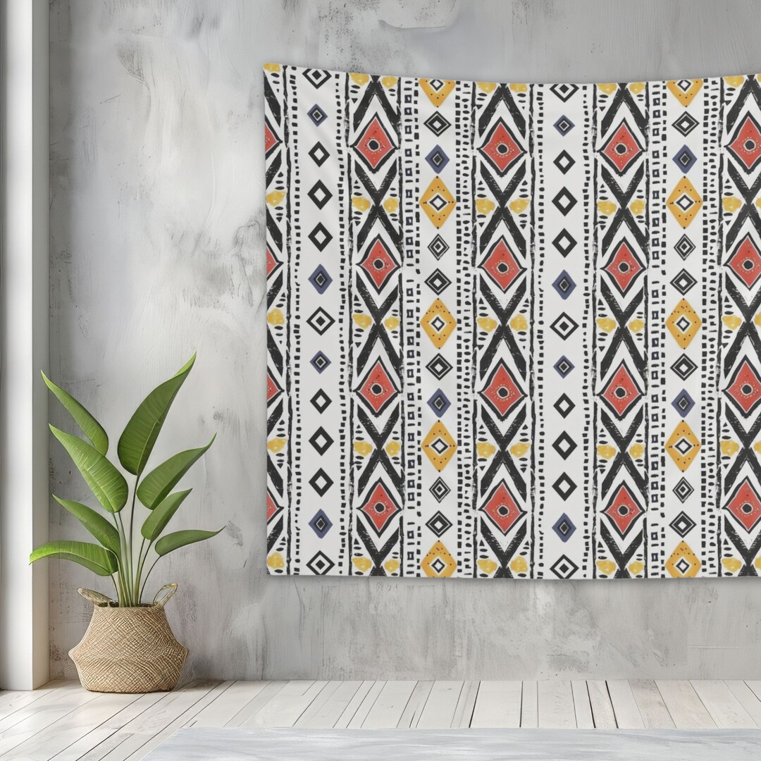 African Tribal Wall Art Tapestry - Abstract Tribal Print Hanging Wall ...