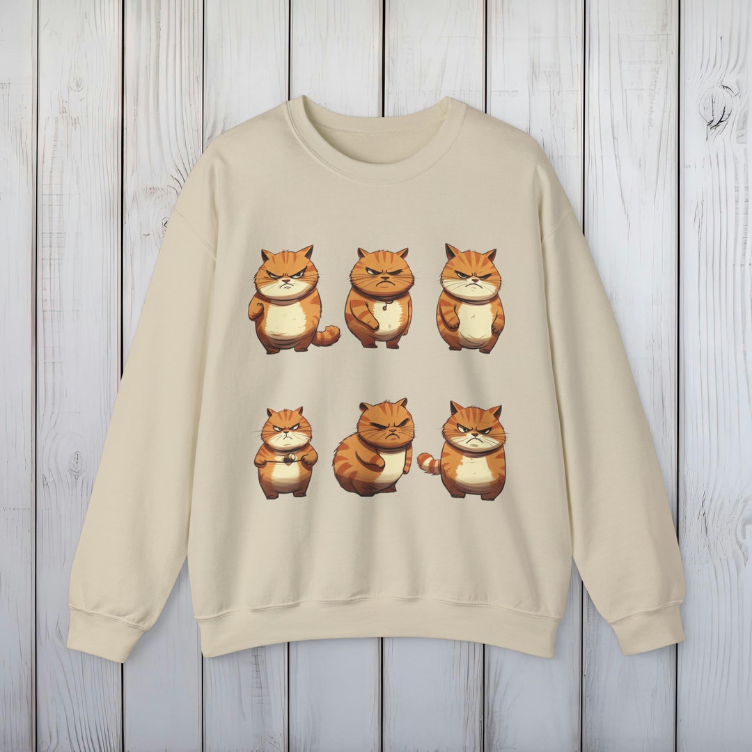 Cute Angry Cats Sweatshirt Eco-friendly, Soft & Comfortable Unisex ...