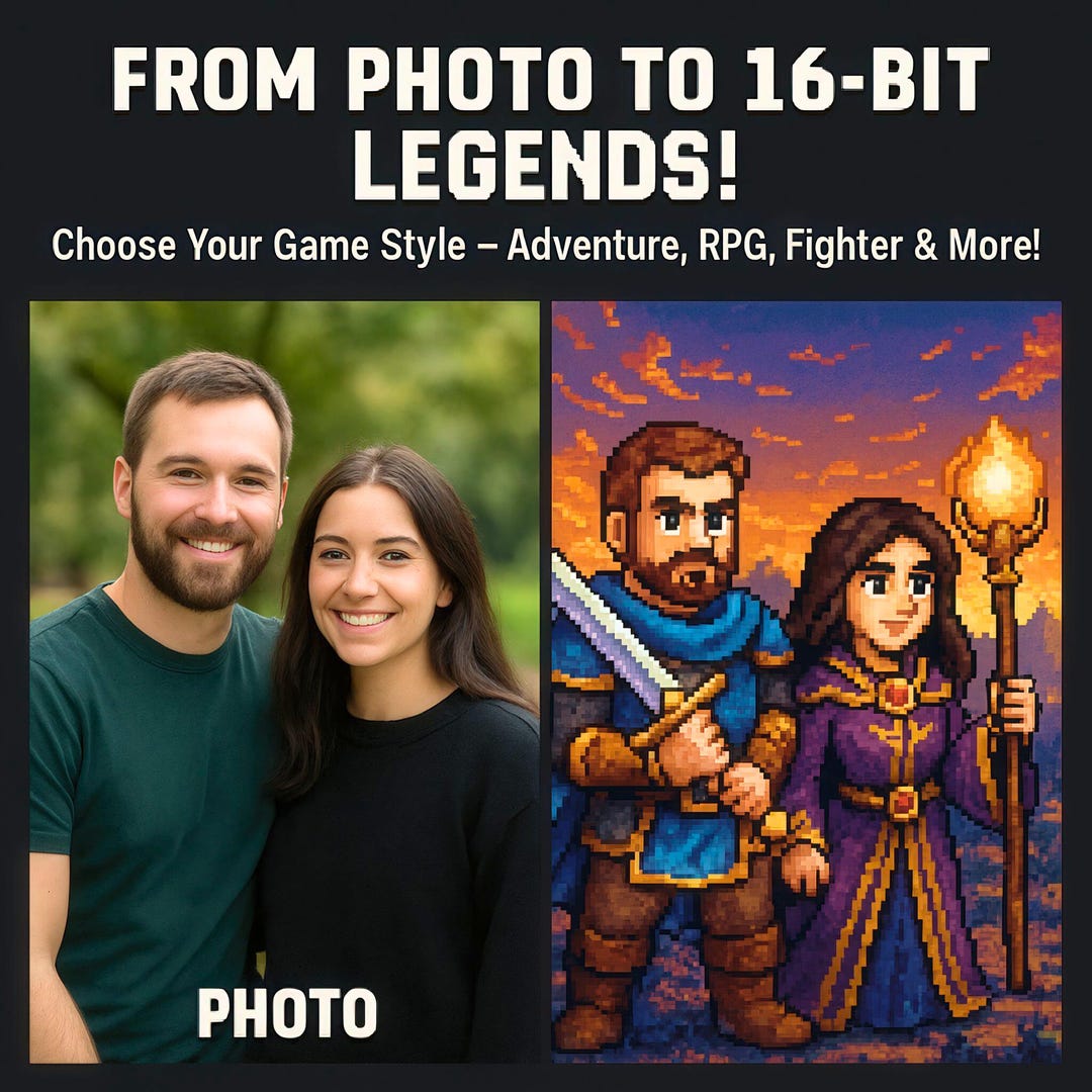 Custom Pixel Art Couple Portrait – 8-bit & 16-bit Character Art for ...