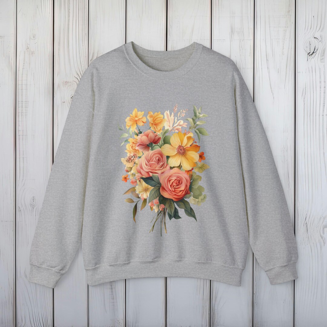 Vintage Flower Bouquet Sweatshirt Soft & Comfortable Unisex Crewneck ...