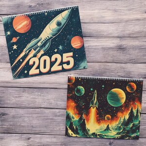 2025 Vintage Sci-fi Calendar Retro Space Décor Science Fiction Yearly ...