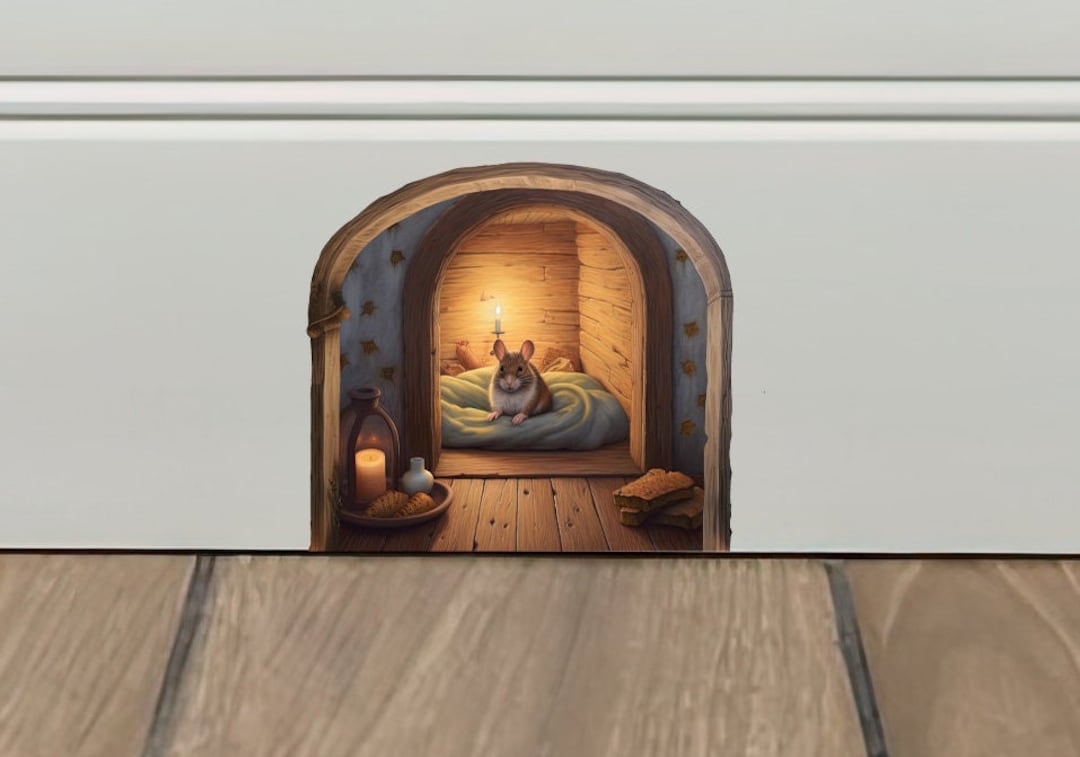 Cute Mouse Hole Wall Decal Sticker Adorable Baseboard Mice - Etsy