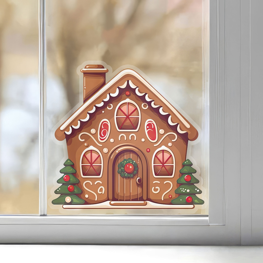 Charming Gingerbread House Window Decal Festive Home Decor, Premium ...