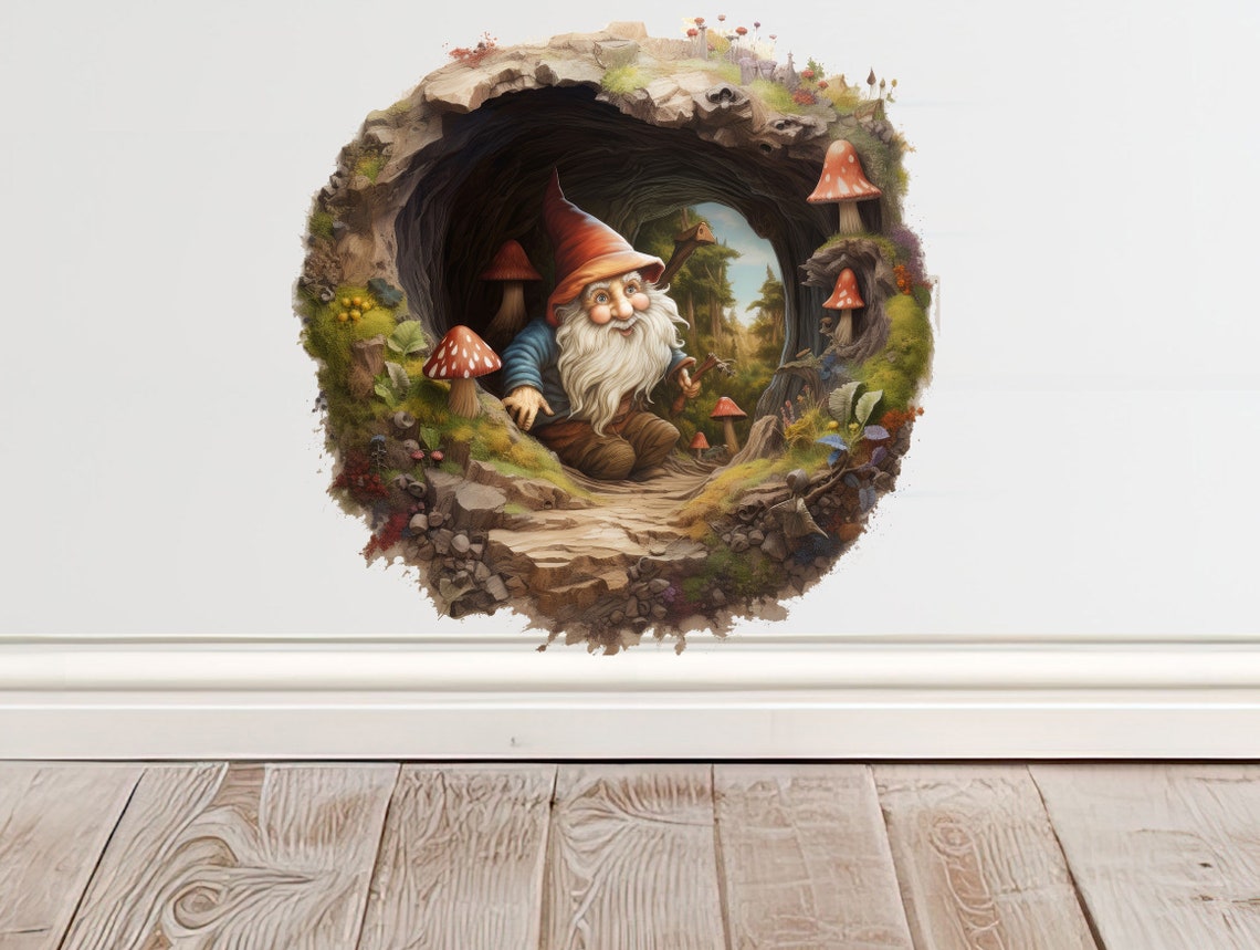 Whimsical Gnome World Wall Decal Sticker - Enchanting Wall Decor for ...