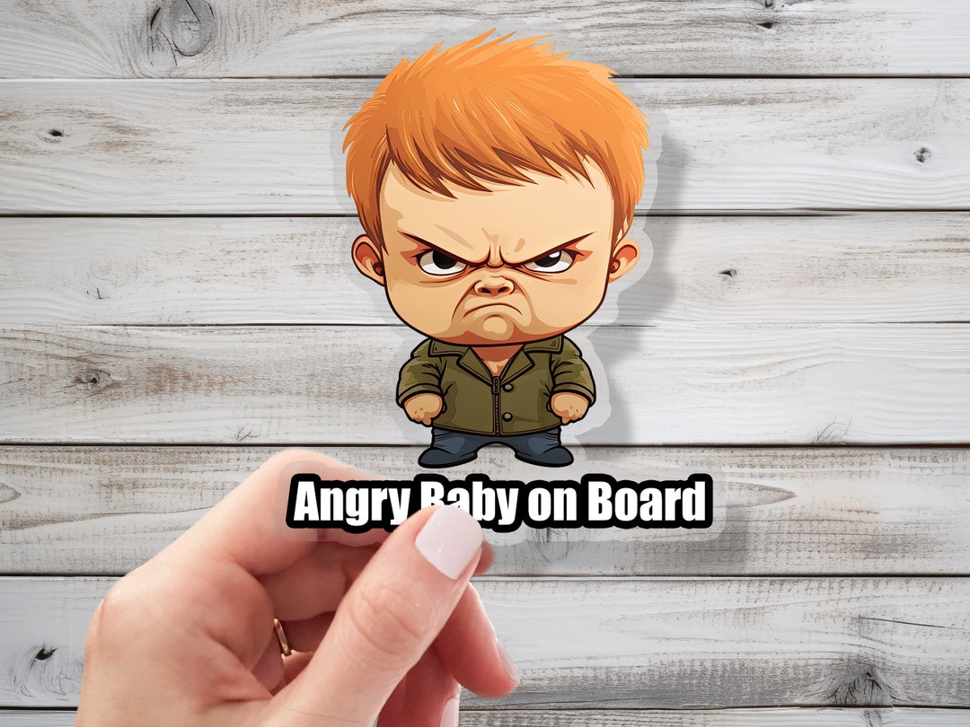 Angry Baby on Board Car Sticker - Hilarious Funny Family Bumper Decal ...