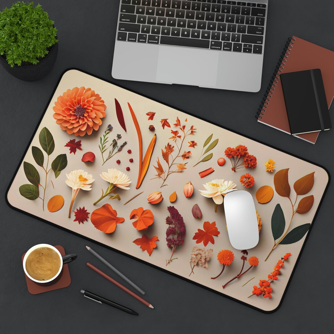 Beautiful Knolling Flowers XXL Desk Mat - Serene Knolling Flowers Mouse ...