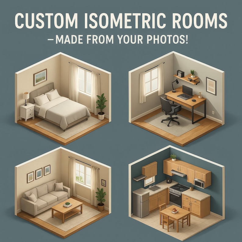 Custom Isometric Room Illustration – Turn Your Room Photo Into Cozy 3D ...