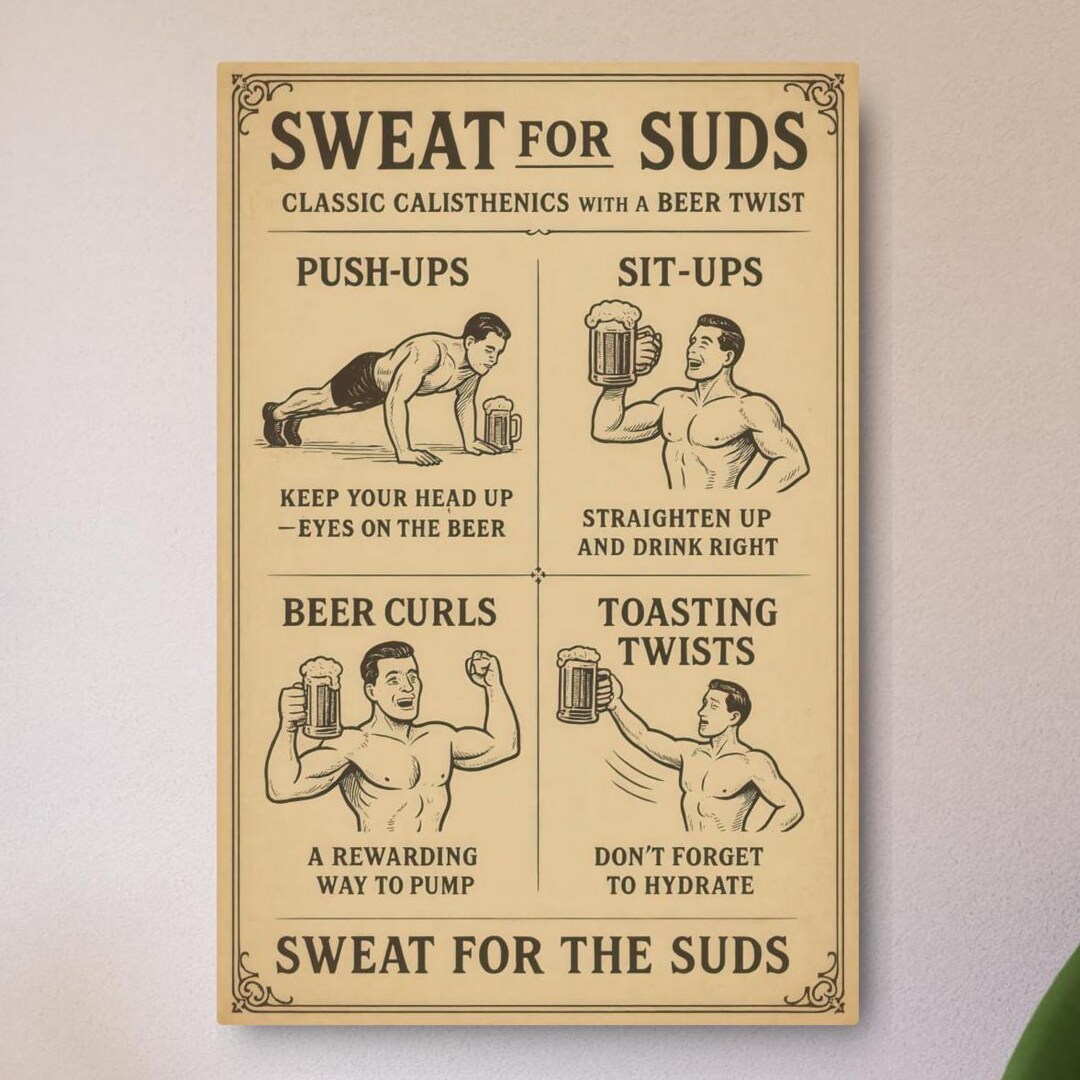 Letrero metálico retro de cerveza para entrenamiento de hombres ...