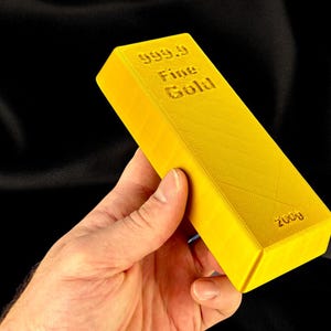 Realistic Gold Bar Replica - 3D Printed Fake Gold Décor Piece - Perfect ...