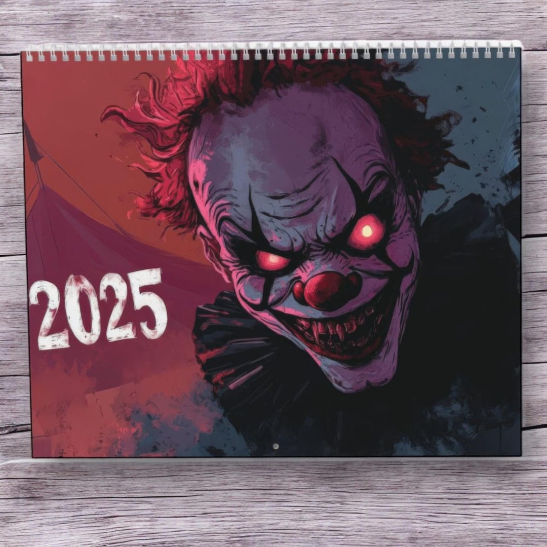 Horror Clown Wall Calendar 2025 Creepy Circus Joker Art Spooky ...
