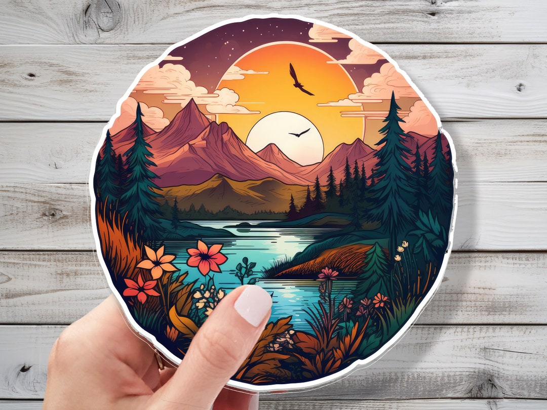 Circle of Nature Sticker Round Nature Vinyl Sticker Decal - Etsy