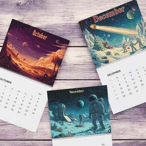 2025 Vintage Sci-fi Calendar Retro Space Décor Science Fiction Yearly ...