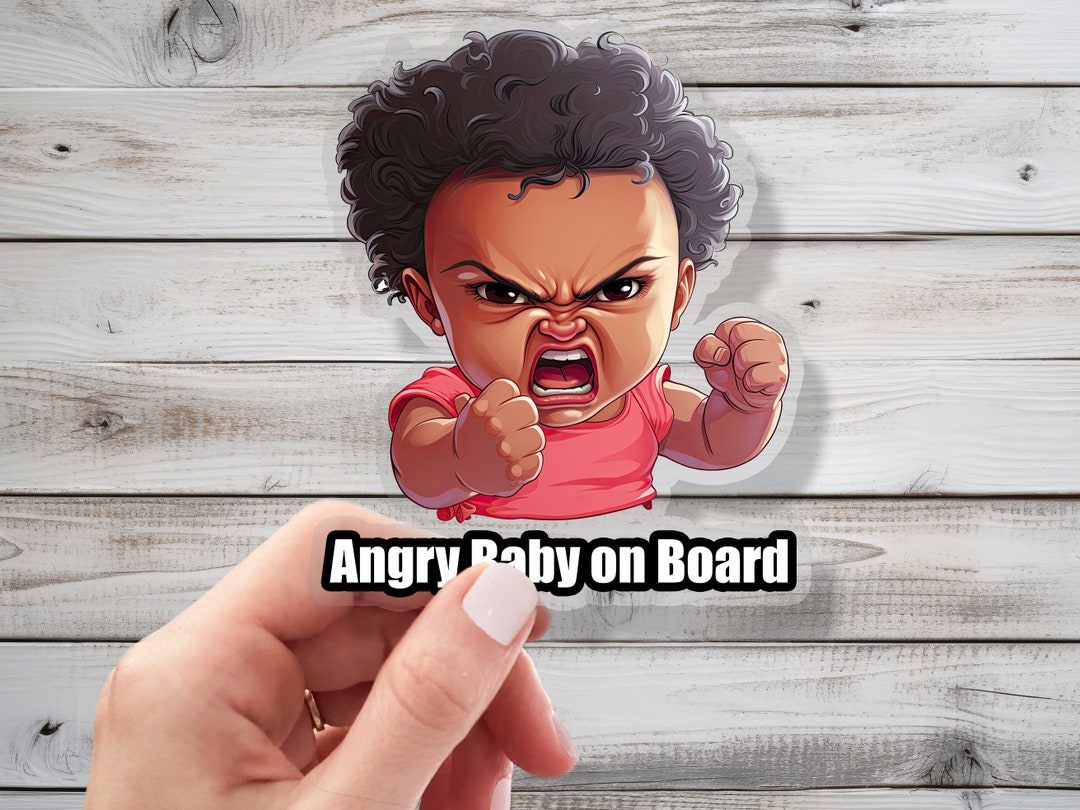 Angry Baby on Board Car Sticker - Hilarious Funny Family Bumper Decal ...