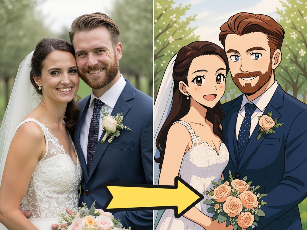 Custom Anime Style Portrait From Your Photos, Personalized Manga ...