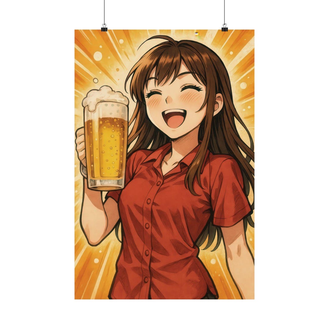 Manga Beer Commercial Poster Print, Anime Wall Art for Mancave, Cool ...