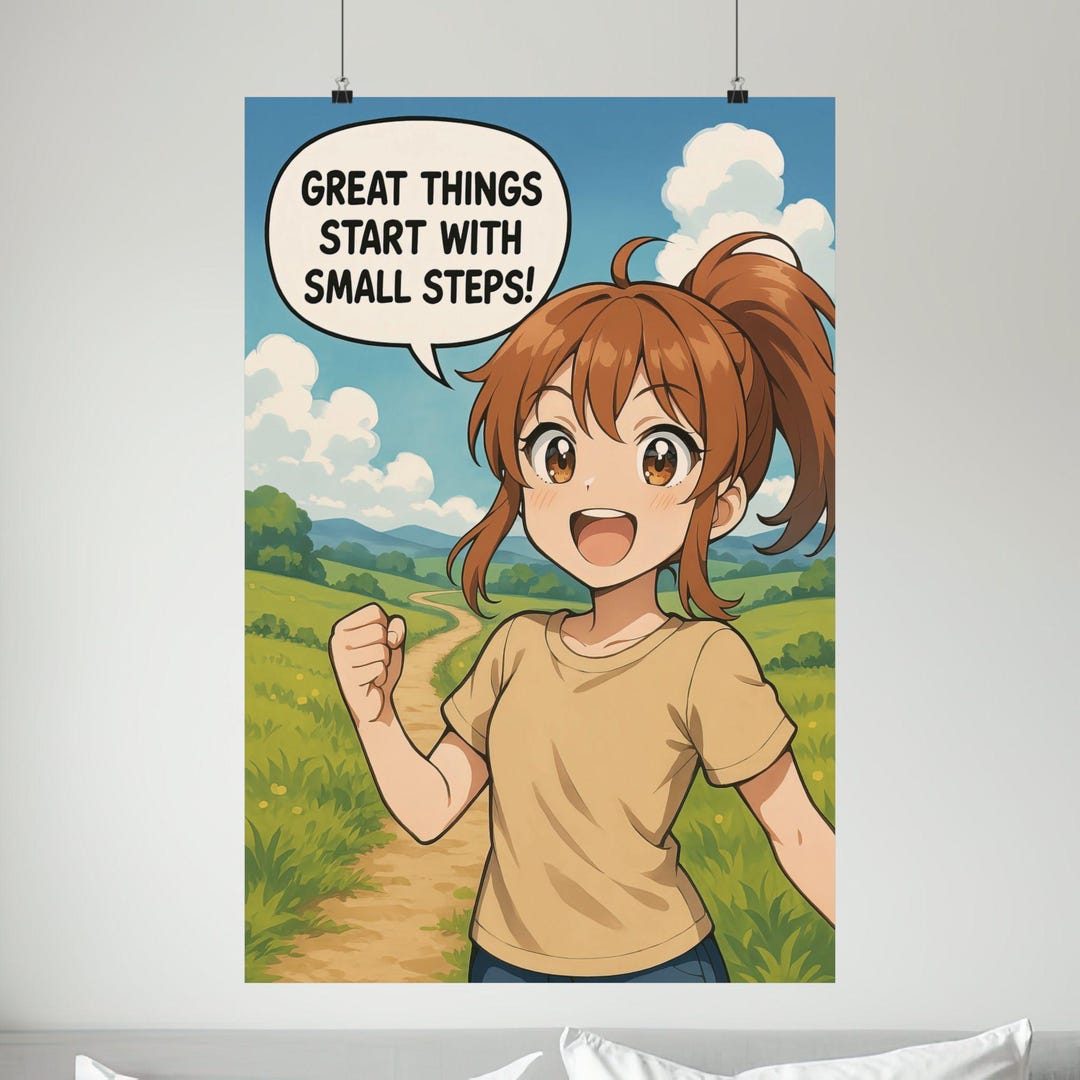 Motivational Manga Poster Print, Vertical Anime Wall Art With Quote ...