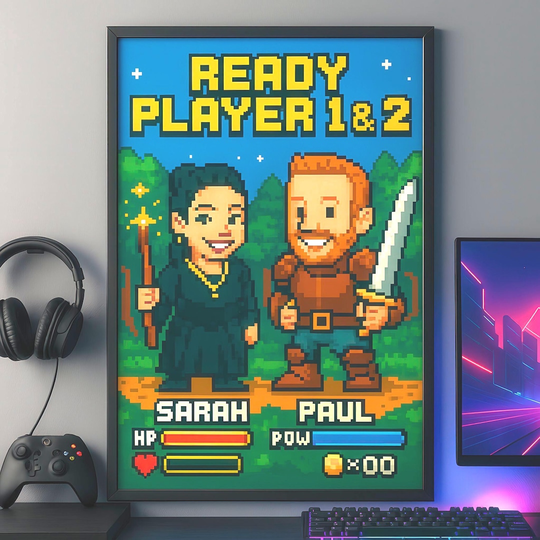 Custom Pixel Art Couple Portrait – Retro 8-bit & 16-bit Game Style ...