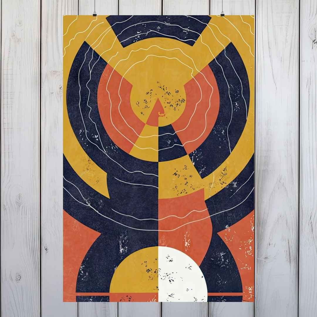 Colorful Contemporary Lithography Art Poster, Modern Abstract Design on ...