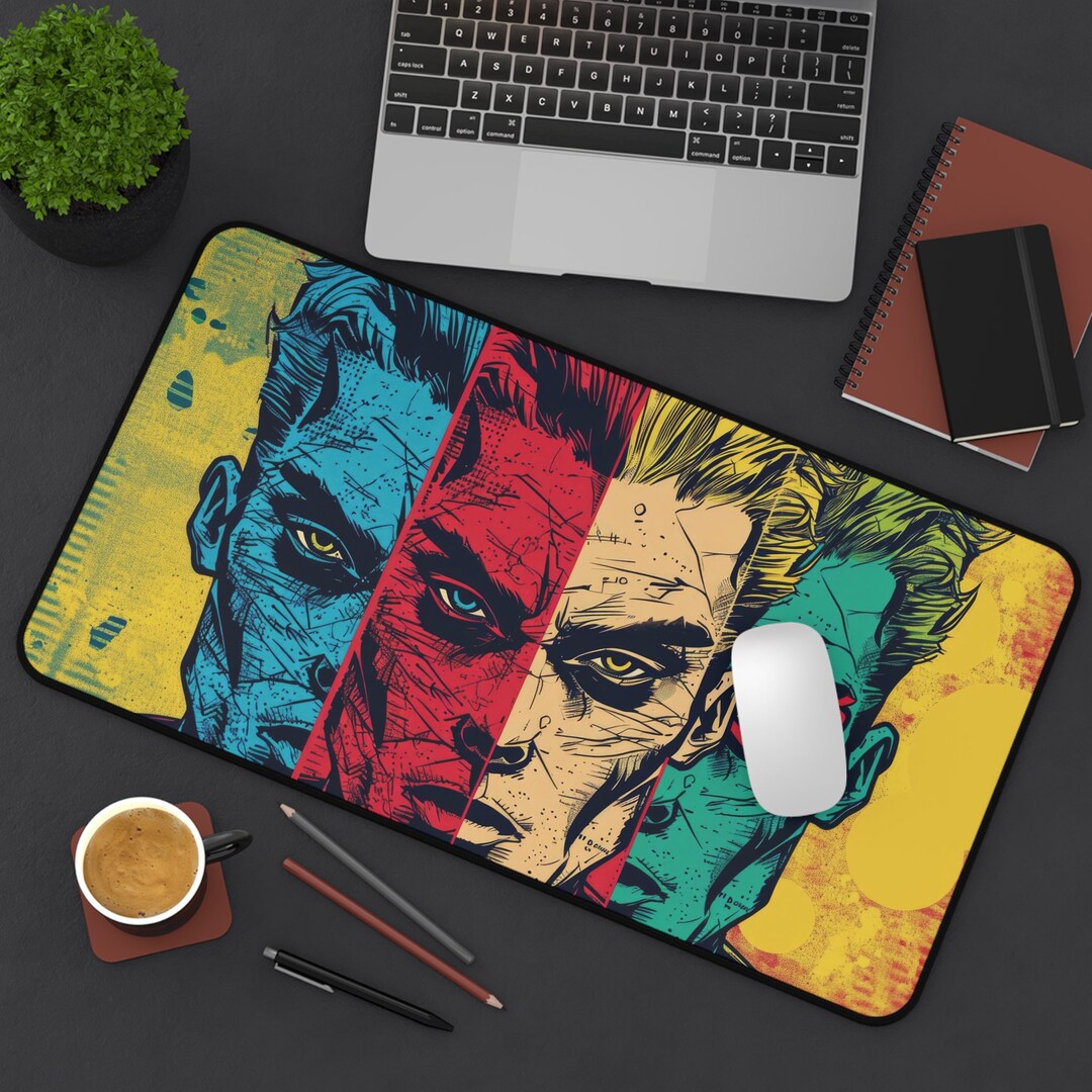 Epic Comic Hero XXL Desk Mat Colorful Comic Art Print Desk Pad Thick ...
