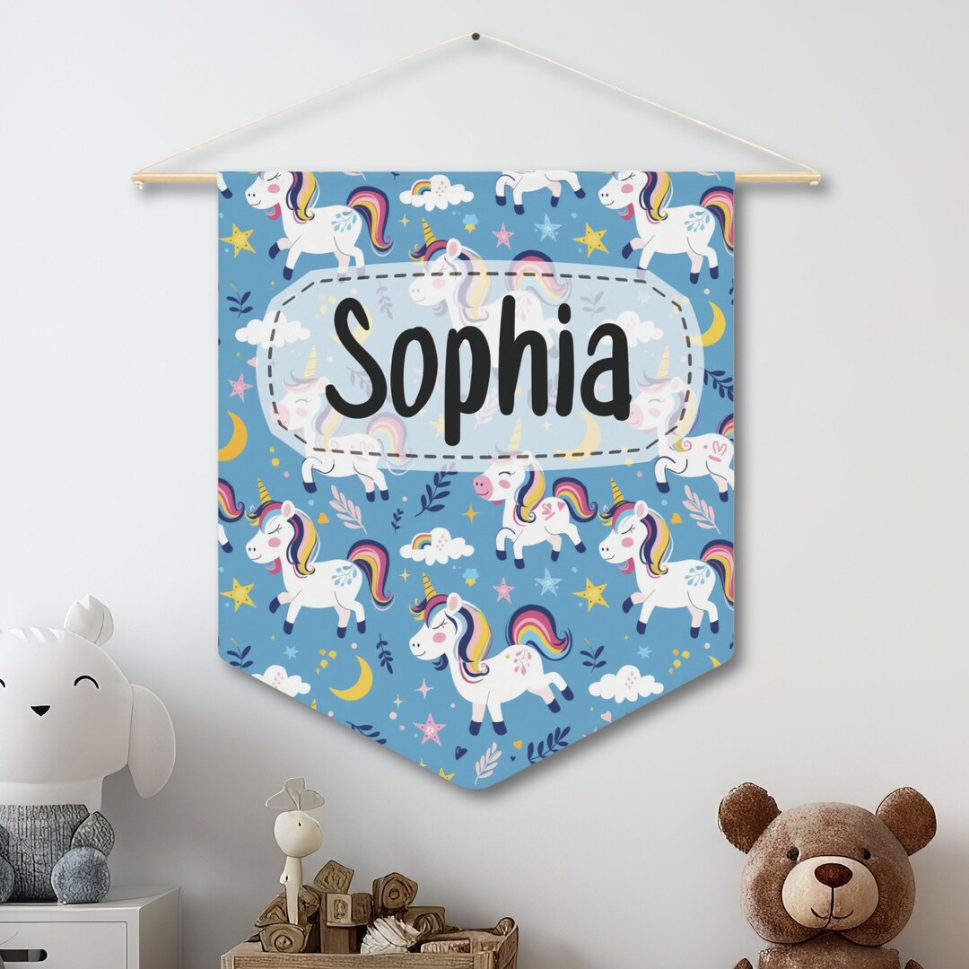 Custom Magical Unicorn Wall Pennant for Kids Personalize With Your ...