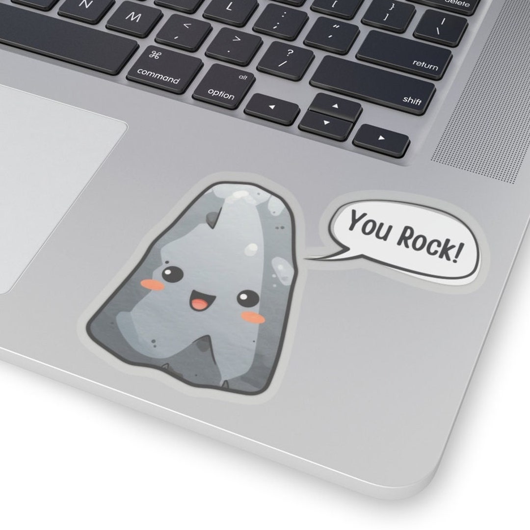 You Rock! Cute Kawaii Stone Sticker - Cheerful Encouraging Rock Decal ...