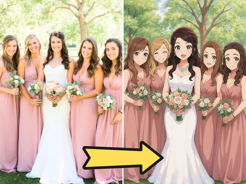 Custom Anime Style Wedding Portrait From Your Photo – Personalized ...