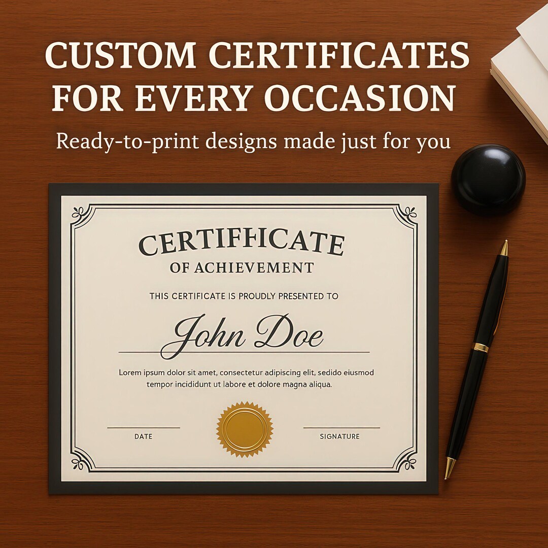Custom Certificate Design – Personalized Printable Certificate for ...