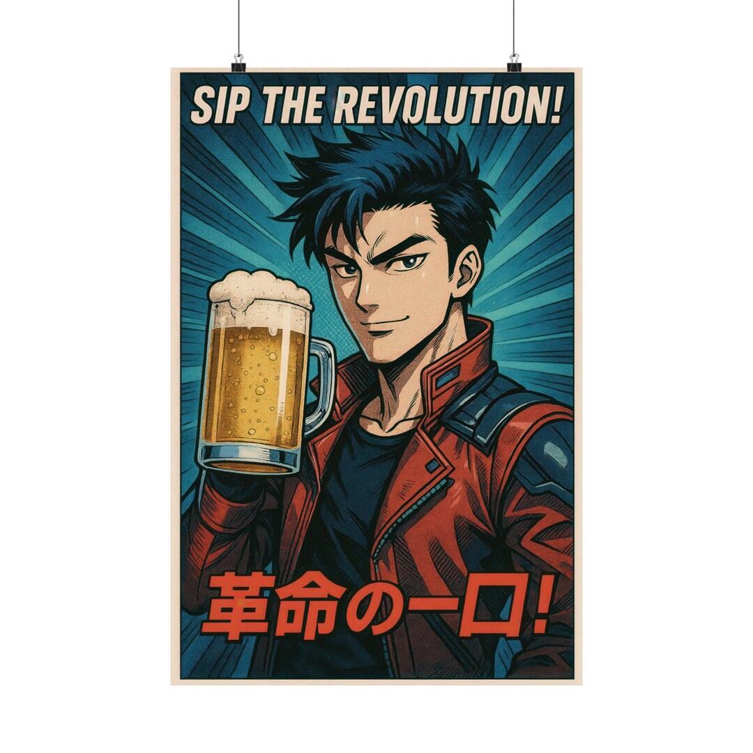 Beer Poster Print Anime Style, Funny Manga Wall Art for Mancave, Cool ...