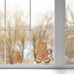 Smiling Gingerbread Man Window Decal Festive Holiday Decor, Premium ...