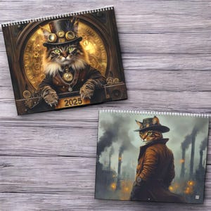 Steampunk Cats Art Calendar 2025 Monthly Feline Illustrations in ...