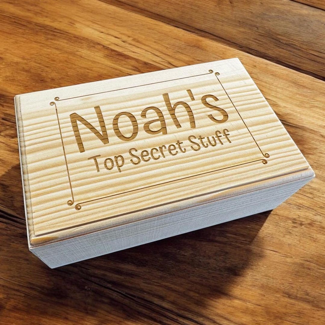 Kids Top Secret Stuff Box Cute Personalized Wooden Storage Box for ...