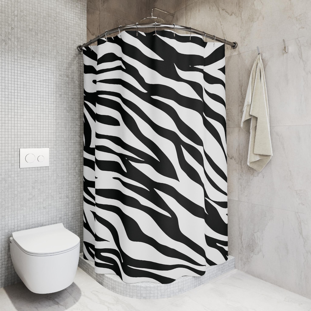 Zebra Print Shower Curtain - Bold Animal Décor - Black and White ...