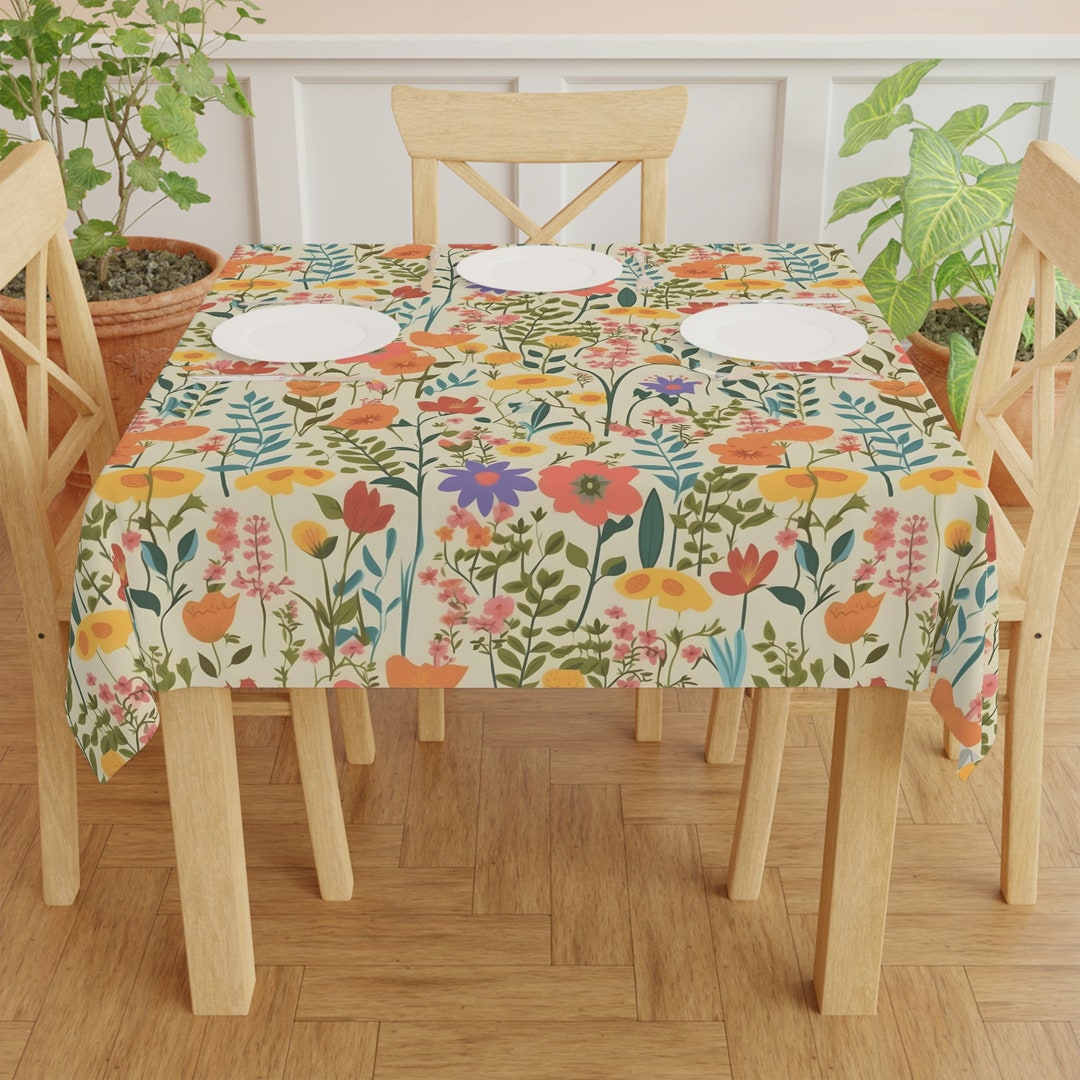 Elegant Floral Tablecloth Vibrant Colors Easy-care 100% - Etsy