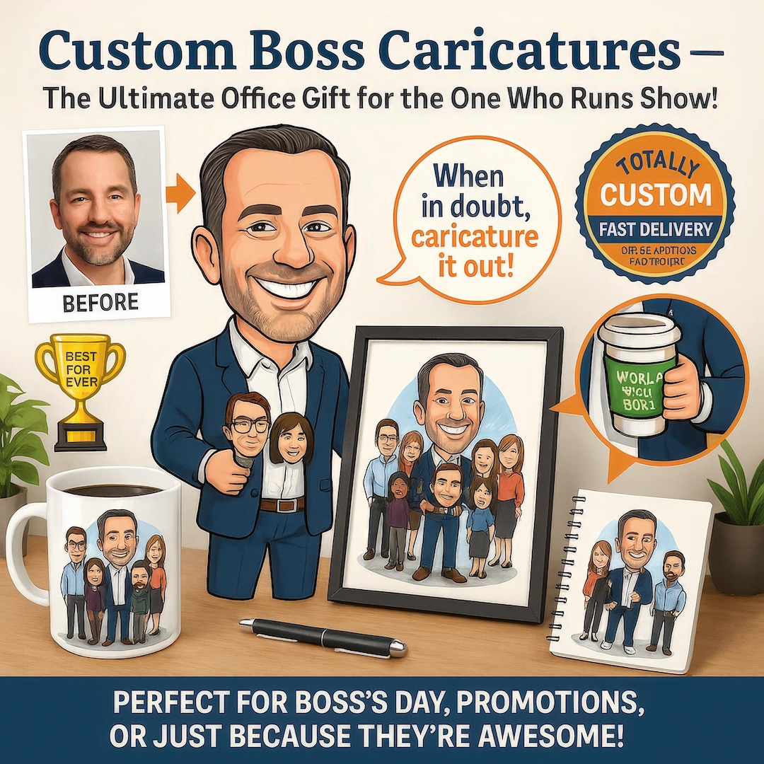 Custom Boss Caricature From Your Photo - Personalized Office Gift for ...