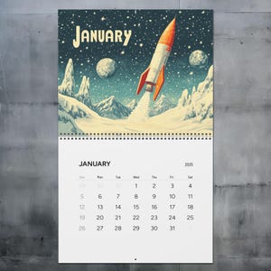 2025 Vintage Sci-fi Calendar Retro Space Décor Science Fiction Yearly ...