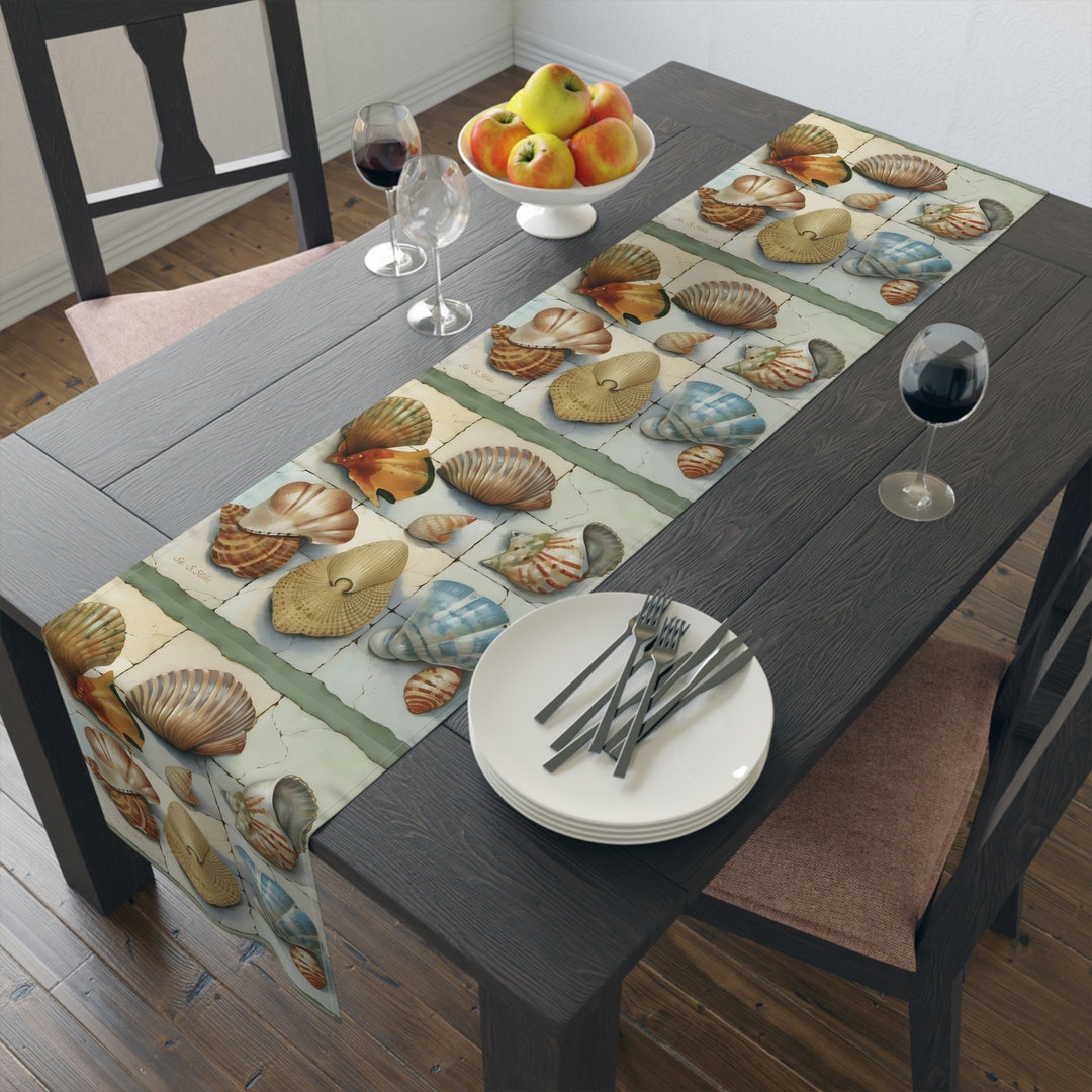 Seashell Table Runner | Marine Table Decor | Summer Decoration | Cotton ...