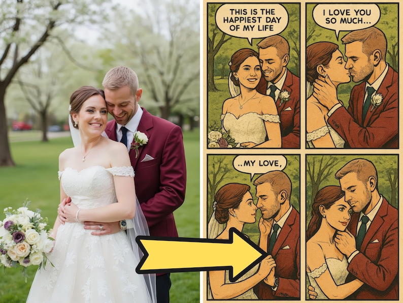 Custom Wedding Comic Strip Illustration – Turn Your Love Story Into ...