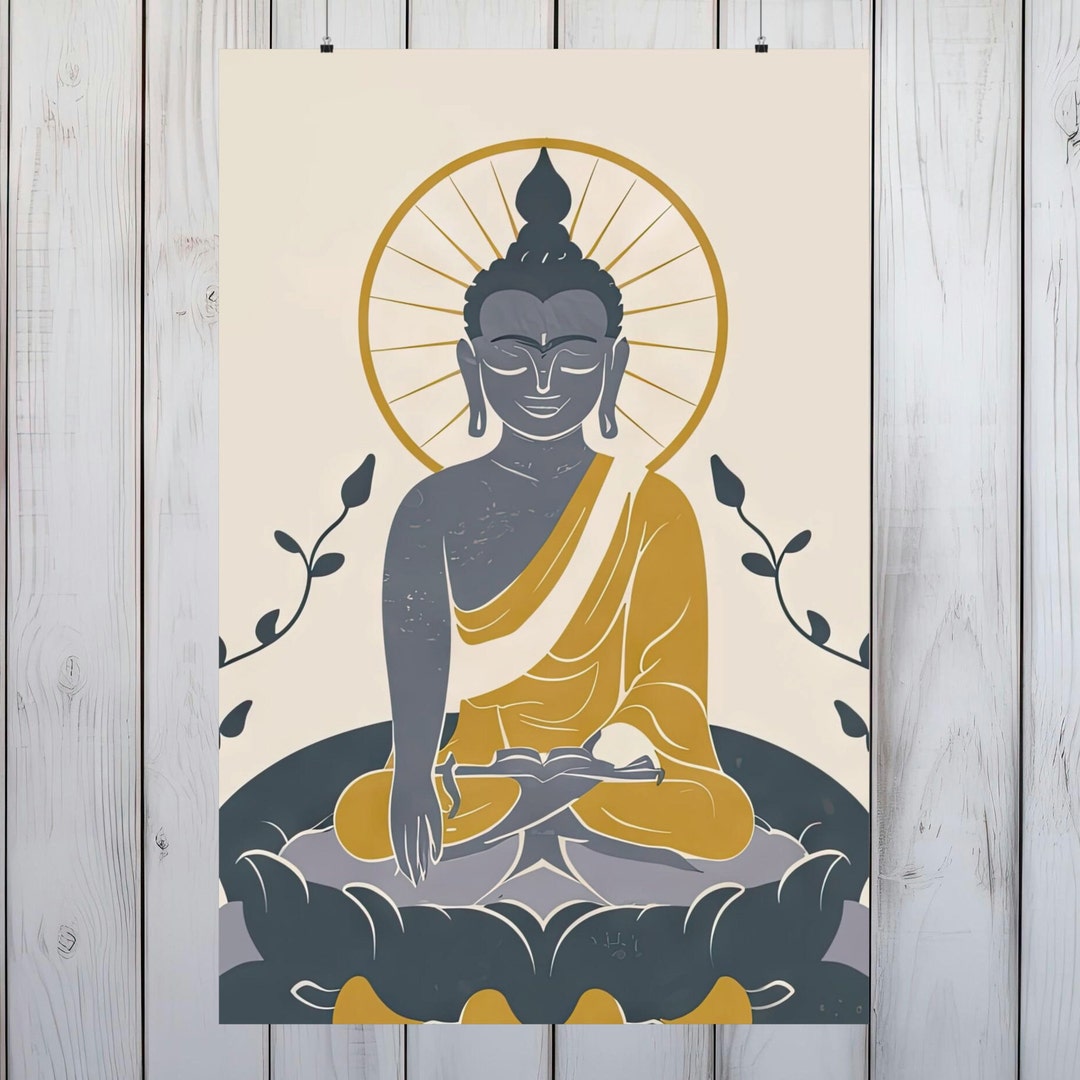 Meditative Zen Buddha Wall Poster, Spiritual Harmony Art, Fine Art ...