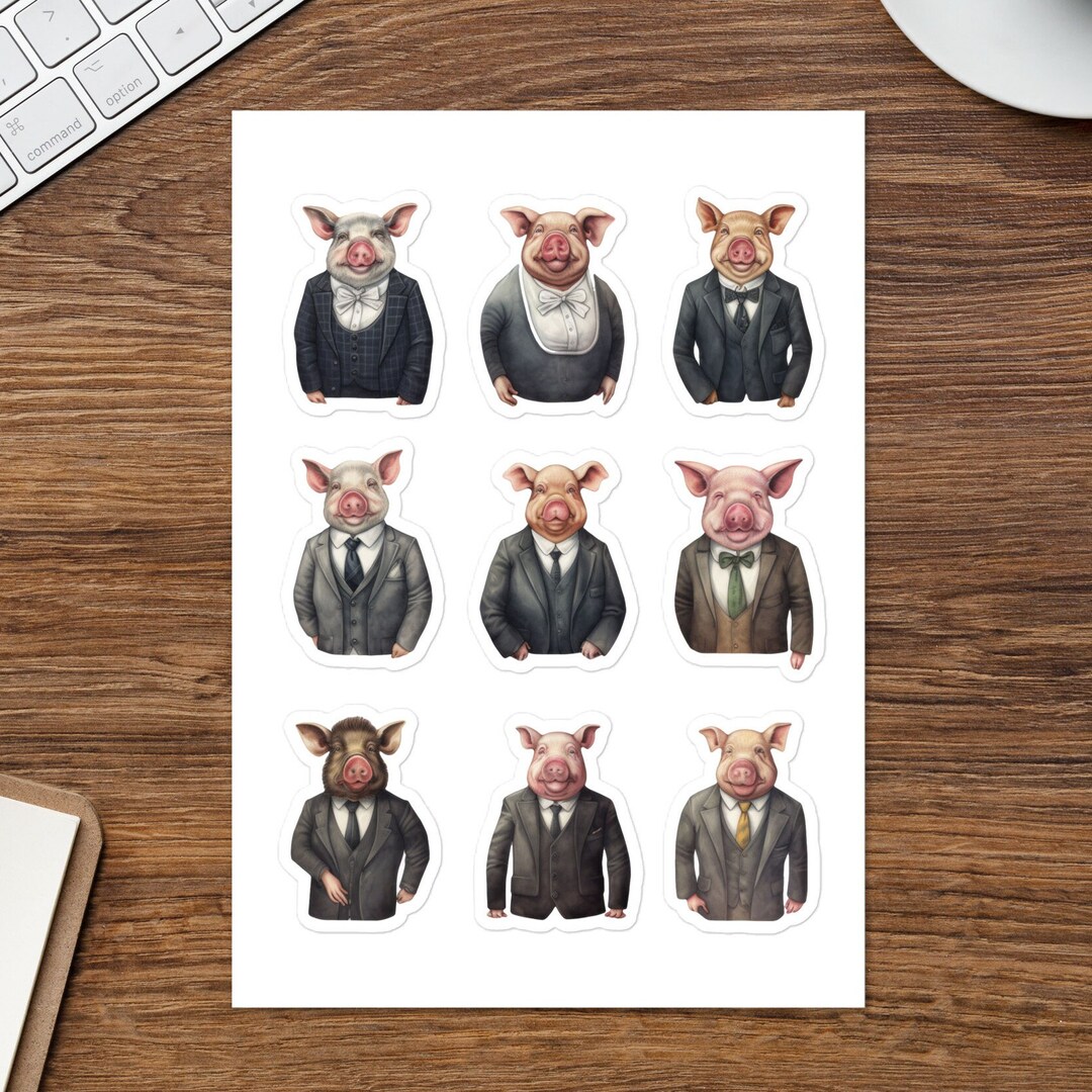 Gentleman Pig Decal Set Sophisticated Sticker Sheet for - Etsy