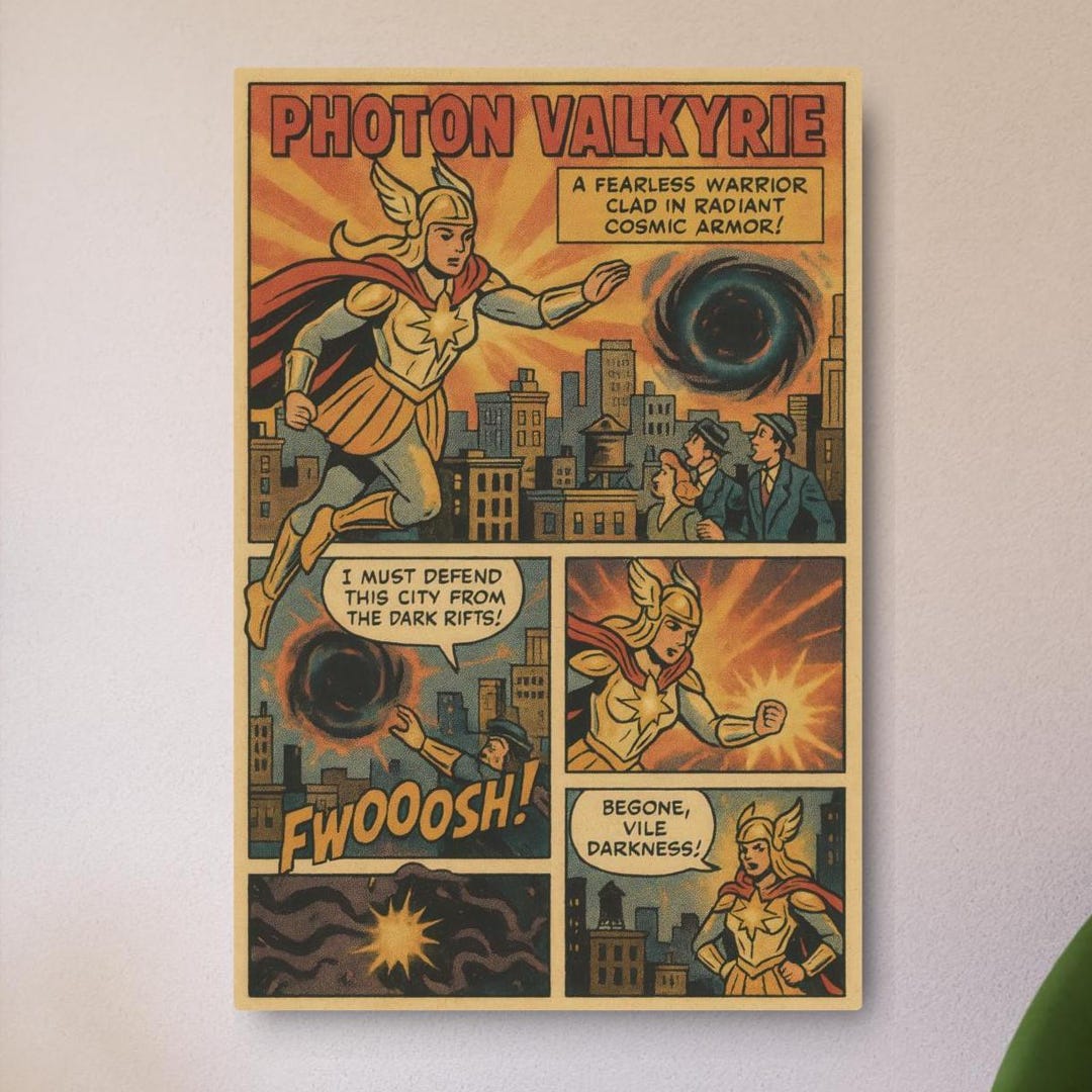 Vintage Superhero Comic Metal Art Sign, Retro Wall Hanging, Hero Theme ...