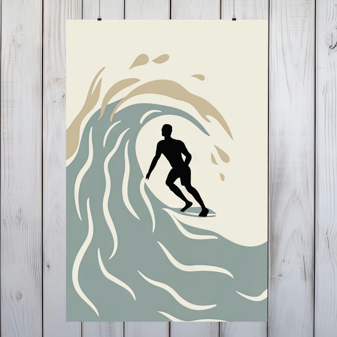 Seaside Serenity Surf Art Print, Beach Vibes Poster, Catch the Wave ...