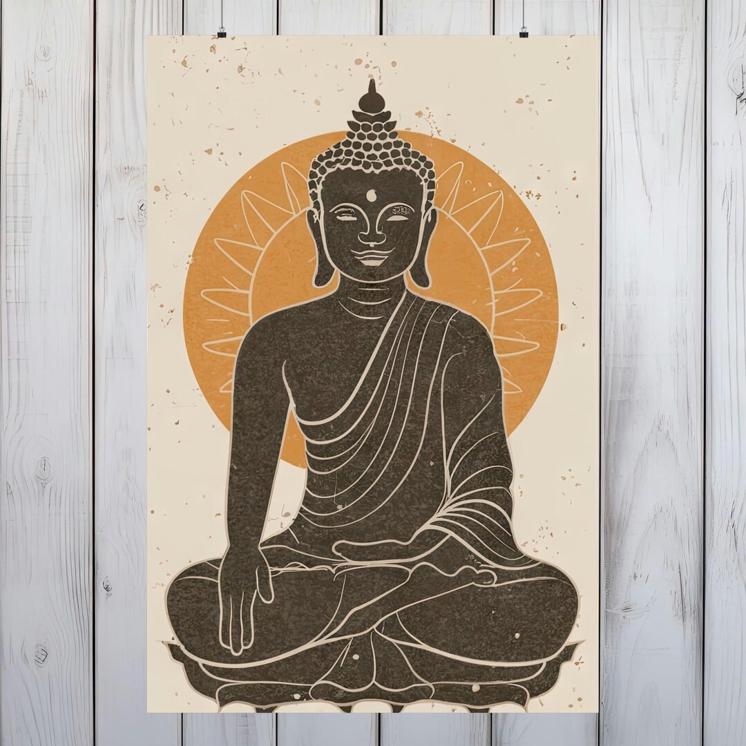 Meditative Buddha Zen Wall Poster, Spiritual Fine Art Print, High ...