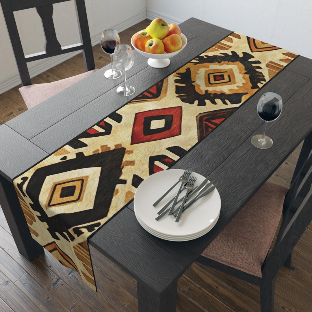 African Tribal Pattern Table Runner - Cotton Poly Blend Home Decor ...