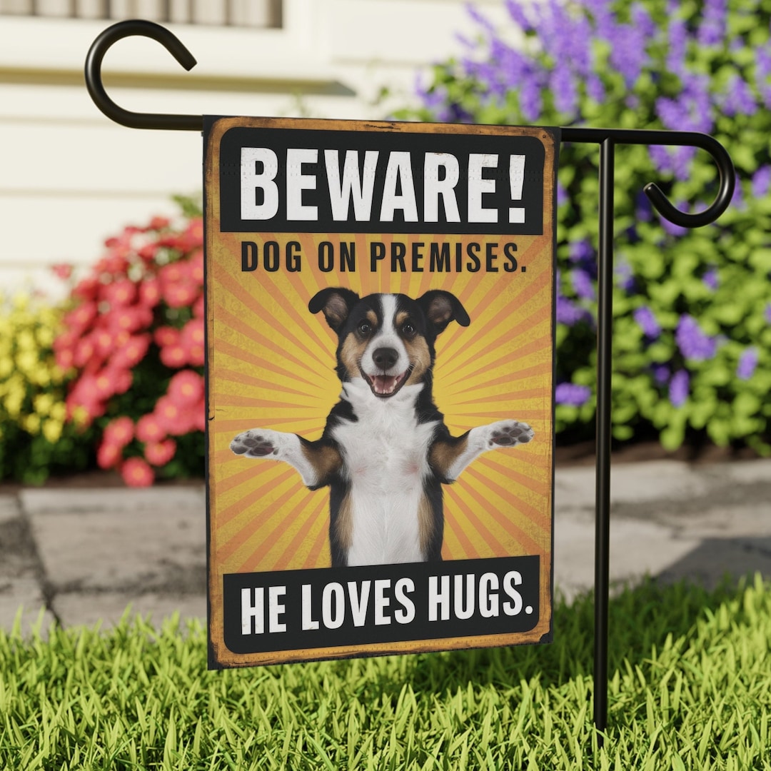 Funny Dog Warning Flag - Humorous Garden Gift for Dog Owners - Double ...