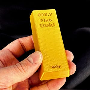 Realistic Gold Bar Replica - 3D Printed Fake Gold Décor Piece - Perfect ...
