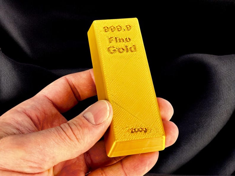Realistic Gold Bar Replica - 3D Printed Fake Gold Décor Piece - Perfect ...